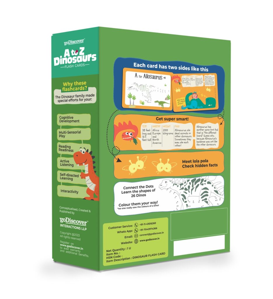 A to Z Dinosaur Flash cards for 4+ years olds kids